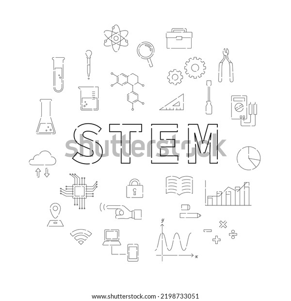 Concept Illustration Stem Education Icons Scattered Stock Vector ...