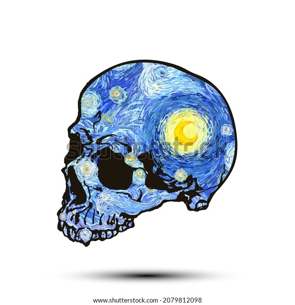 Concept Illustration Textured Skull Starry Sky Stock Vector (Royalty ...