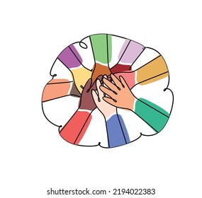 Concept Inclusion Diversity Multiethnic Hands Put Stock Vector (Royalty ...
