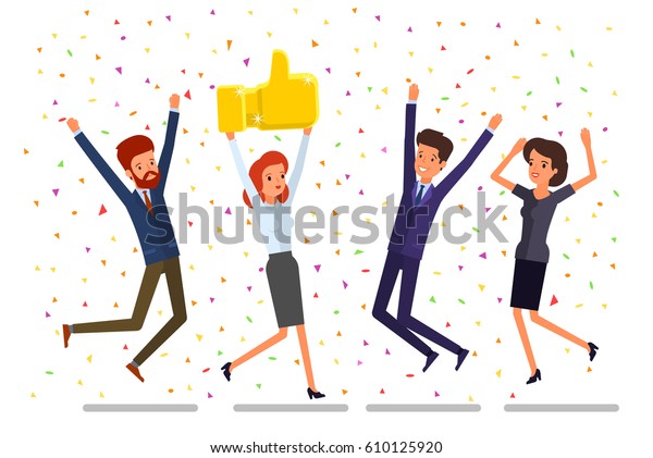 Concept of likes and positive feedback. Happy woman with prize Thumbs ...
