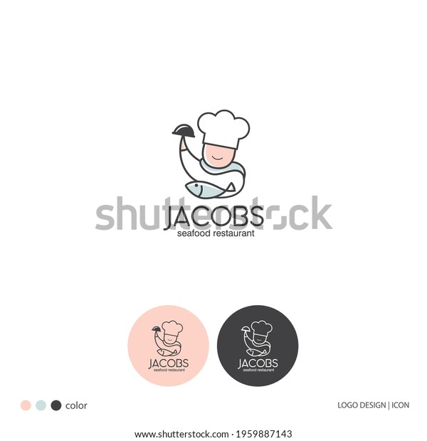 Concept Logo Smiling Chef Symbol Raising Stock Vector (Royalty Free ...