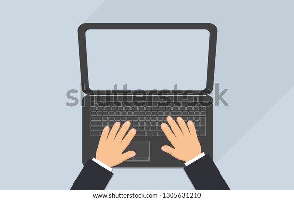 Concept Man Typing On Keyboardcloseup Black Stock Vector (Royalty Free ...