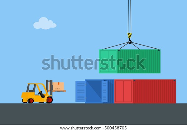 Concept Marine Cargo Port Unloading Sea Stock Vector (Royalty Free ...