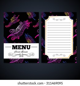 Concept Menu Design Restaurant Flyer Feathers: vector de stock (libre ...