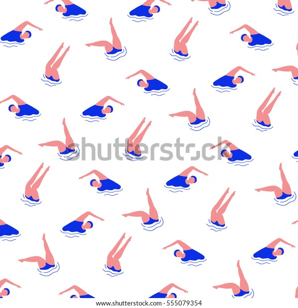 Concept Modern Pattern Background Swimmers On Stock Vector (Royalty ...