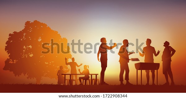 Concept d'un moment de convivialité, avec : image vectorielle de stock ...