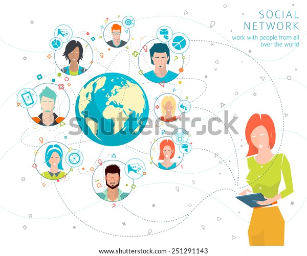 Concept Networking Between Many People All Stock Vector (Royalty Free ...