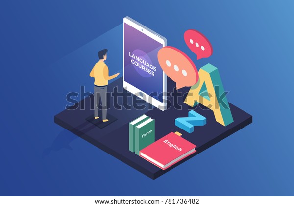 Concept Online Learning Teaching On Theme Stock Vector (Royalty Free ...