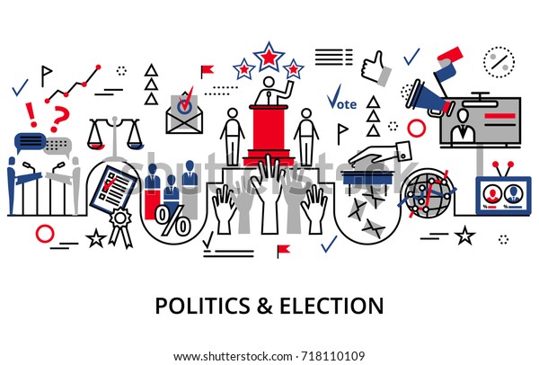 Concept Politics Election Modern Flat Line Stock Vector (Royalty Free ...