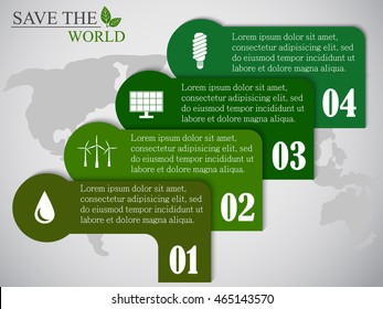 Concept Save World Infographics Green Vector Stock Vector (Royalty Free ...