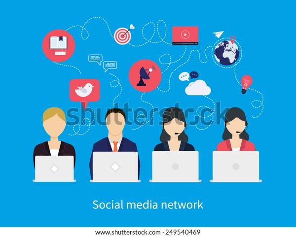 Concept Social Media Network Project Management Stock Vector (Royalty ...