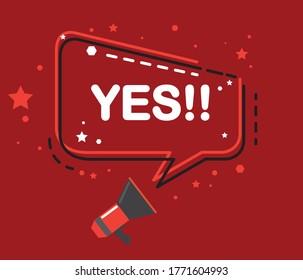 Concept Success Yes Background Megaphone Speech Stock Vector (Royalty ...