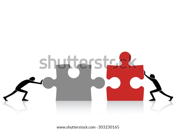 Concept Teamwork Connecting Together Grey Red Stock Vector (Royalty ...