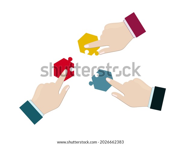 Concept Teamwork Integration Businessman Holding Colorful Stock Vector ...
