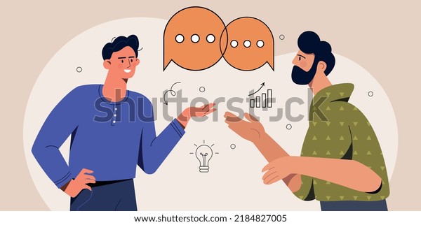 Concept Teamwork Men Communicate Analysts Discuss Stock Vector (Royalty ...