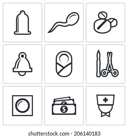 Conception Pregnancy Birth Icon Set Stock Illustration 206361658