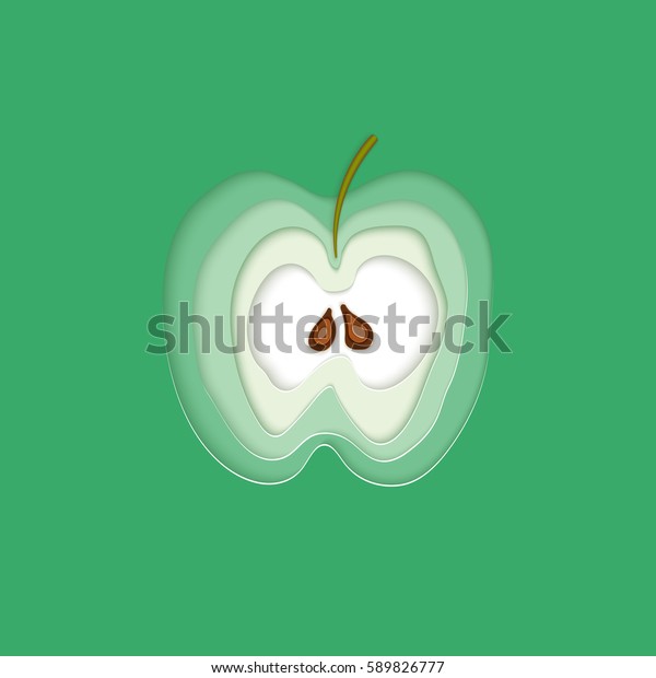 Conceptual Green Apple Layered Cut Out Stock Vector (Royalty Free ...