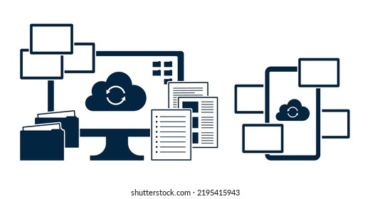 Conceptual Illustration Cloud Storage Pc Photo Stock Vector (Royalty ...