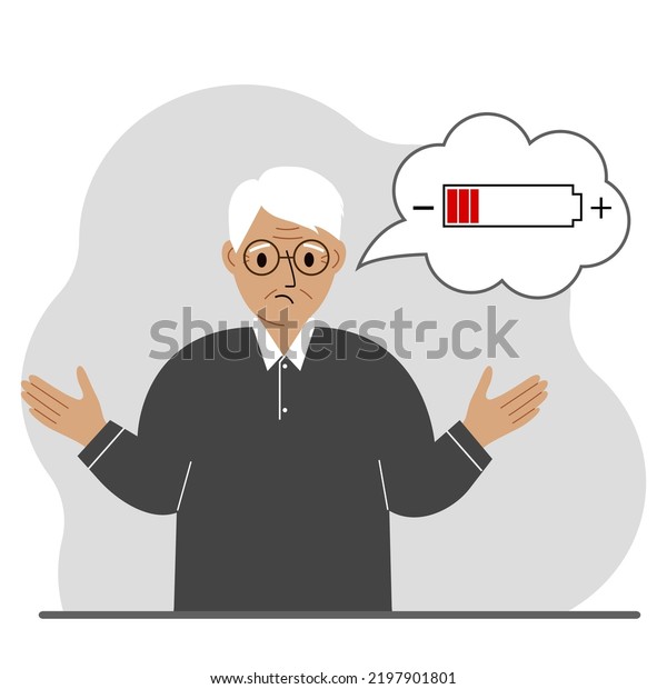 Conceptual Illustration Low Battery Sad Grandfather Stock Vector ...