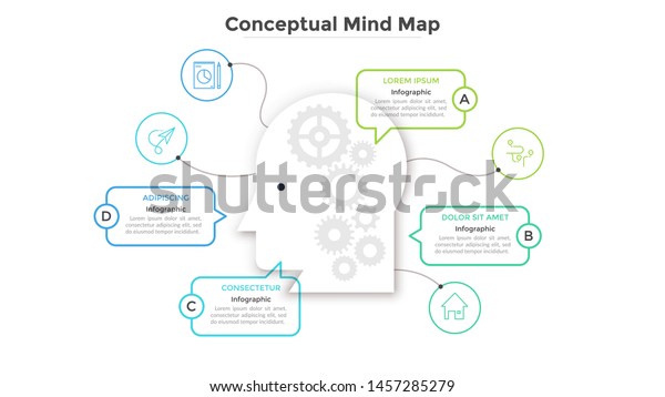 Conceptual Mind Map Human Head 4 库存矢量图（免版税）1457285279 | Shutterstock