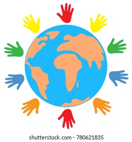 Conceptual Symbol Multiracial Human Hands Surrounding Stock Vector ...