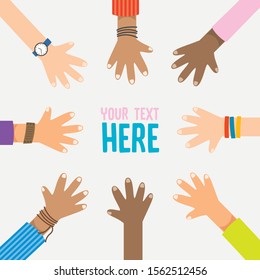 Group Diverse Hands Vector Illustration Positive Stock Vector (Royalty ...