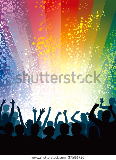 Concert Crowd Large Group Cheering People Stock Vector (Royalty Free ...