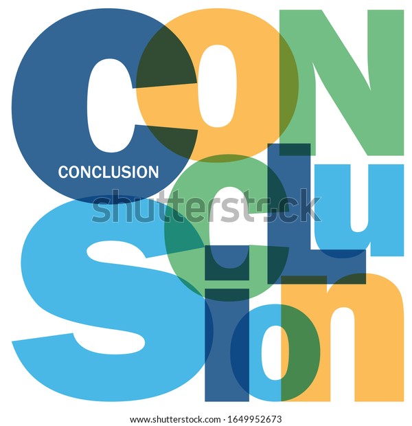 CONCLUSION colorful vector typography in a square