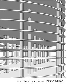 Concrete Building Construction Architectural Design Vector Stock Vector ...