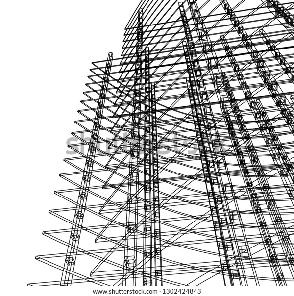 Concrete Building Construction Architectural Design Vector Stock Vector ...
