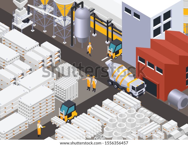 Concrete Cement Production Composition Factory Buildings 스톡 벡터(로열티 프리 ...