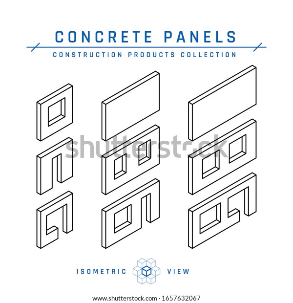 Concrete Panel Icons Precast Cement Wall Stock Vector (Royalty Free ...