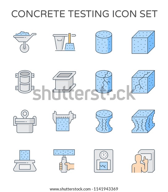 Concrete Strength Testing Laboratory Icon Set Stock Vector (Royalty ...