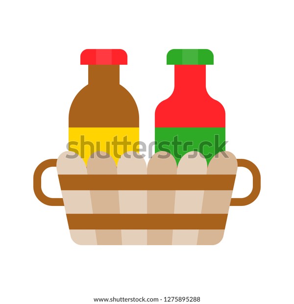Condiment Basket Vector Barbecue Related Flat Stock Vector (Royalty ...