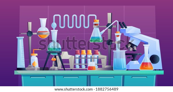 Conducting Chemical Test Experiment On Indoor Stock Vector (Royalty ...
