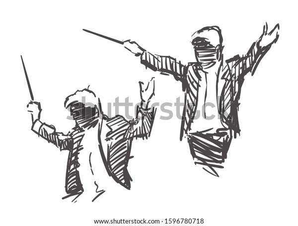 Conductor Ensemble Hand Drawn Sketch Vector Stock Vector (Royalty Free ...