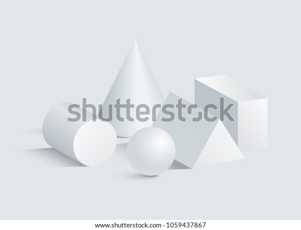 Cone Cylinder Sphere Cuboid Triangular Prism Stock Vector (Royalty Free ...