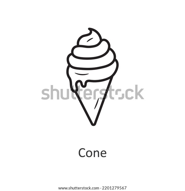 Cone Vector Outline Icon Design Illustration Stock Vector (Royalty Free ...