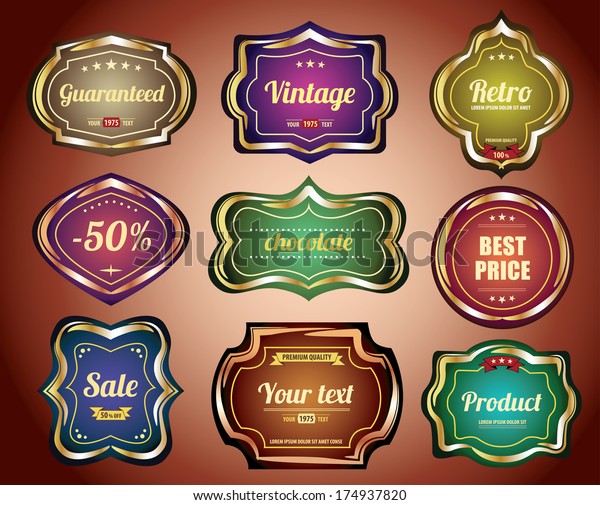 Confectionery Universal Labels Versatile Stickers Flat Stock Vector ...