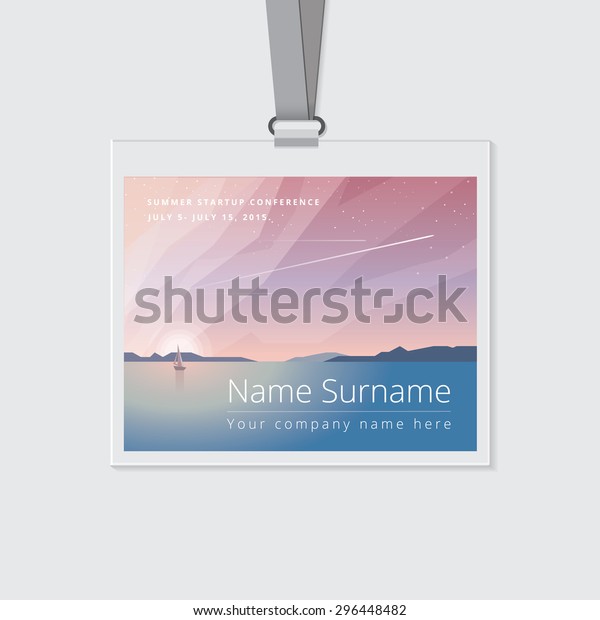 Conference Name Tag Mockup Template Summer Stock Vector (Royalty Free ...
