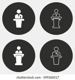 Conference Vector Icons Set White Illustration Stock Vector (Royalty ...
