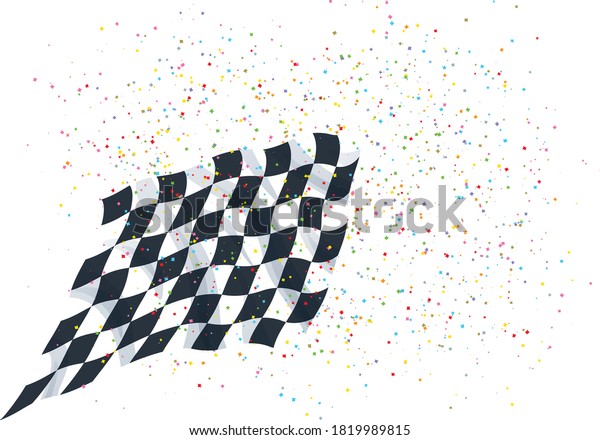 Confetti Celebrating Checkered Flag Victory Stock Vector (Royalty Free ...