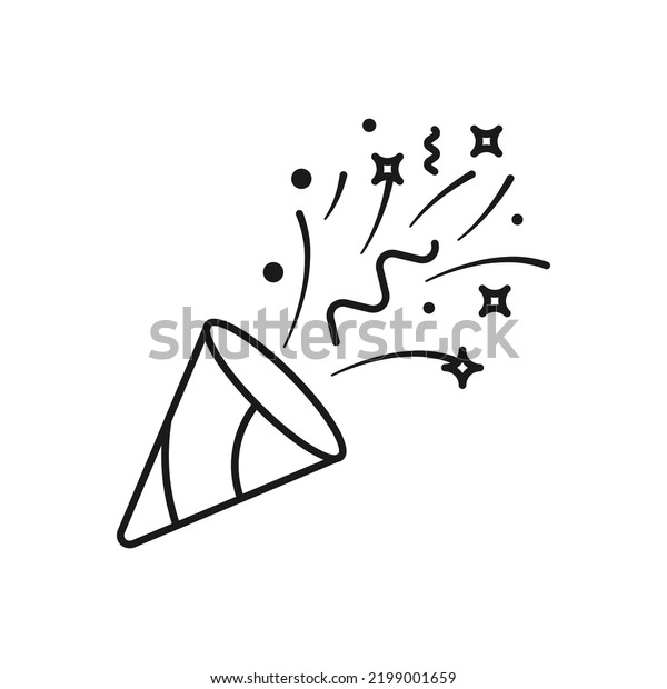 Confetti Popper Line Icon Outline Vector Stock Vector (Royalty Free ...