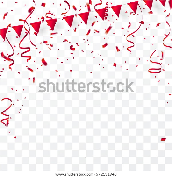 Confetti Red Ribbons Celebration Background Template 库存矢量图（免版税 ...