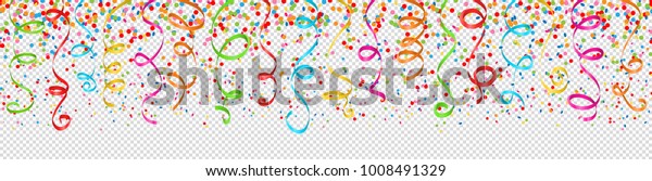 Confetti Streamers Colorful Transparent Background Stock Vector ...