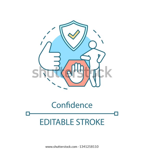 Confidence concept icon. Assurance, certainty. Insured man ...