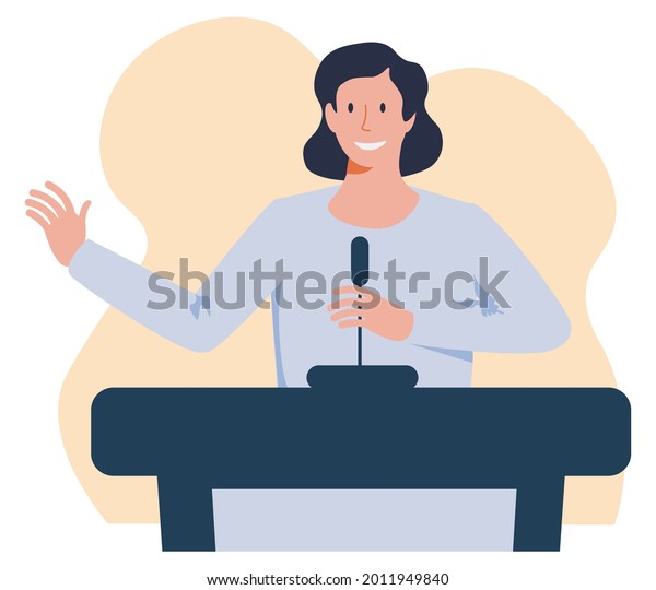 Confident Speaker Behind Podium During Stage Stock Vector (Royalty Free ... Confident Speaker Behind Podium During Stage Stock Vector (Royalty Free ...