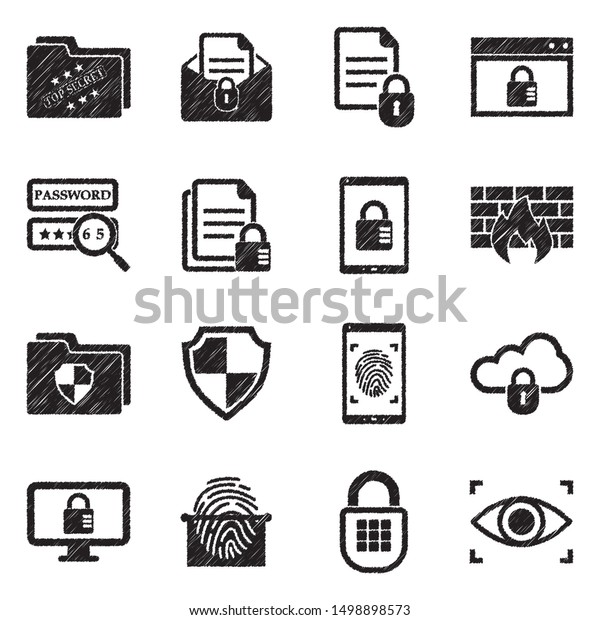 Confidential Information Icons Black Scribble Design Stock Vector ...