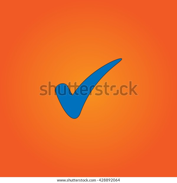 Confirm Blue Flat Icon Black Stroke Stock Vector (Royalty Free ...