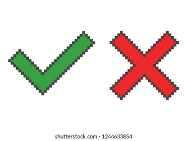 Confirmation Symbol Pixel Style Rejection Symbol Stock Vector (Royalty ...